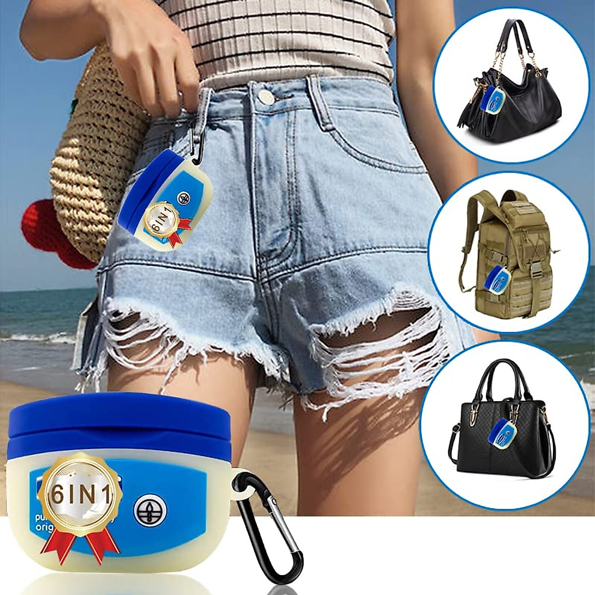 6in1 Cute Vaselin for AirPods 3 Case Cover Silicone Protective Accessories Set Kit for AirPods 3rd Generation Charging Case(2021), Cartoon 3D Funny Character Design for AirPods 3 Case Vaselin