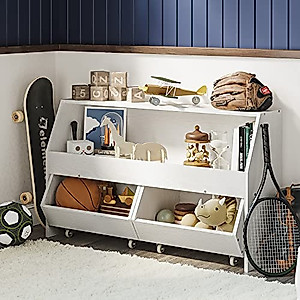 ZOPEND Toy Storage and Organizer for Kid, Boys and Girls Muti-Functional Bookcase and Storage Bin with Moveable Drawers, Children Toddler Storage Carbinet for Playroom, Bedroom, Nursery