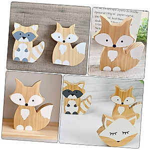 VOSAREA 2pcs Fox Ornament Gift Registry by Name Ornament Crafts Baby Milestone Blocks Desk Topper Cute Fox Figure Wood Fox Tabletop Fox Dining Room Decor for Table Model Desktop Wooden