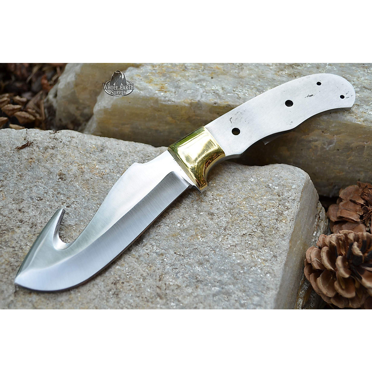 Whole Earth Supply 420 Stainless Steel Knife (420 Stainless Steel, Pair of 4 inch Guthook Blades)
