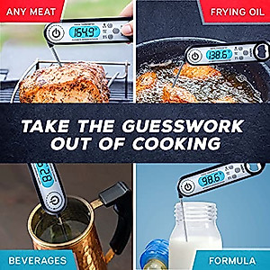 Kizen IP100 Digital Meat Thermometer - Instant Read Waterproof Food Thermometers with Bottle Opener for Kitchen, Outdoor Cooking & Grilling - Red