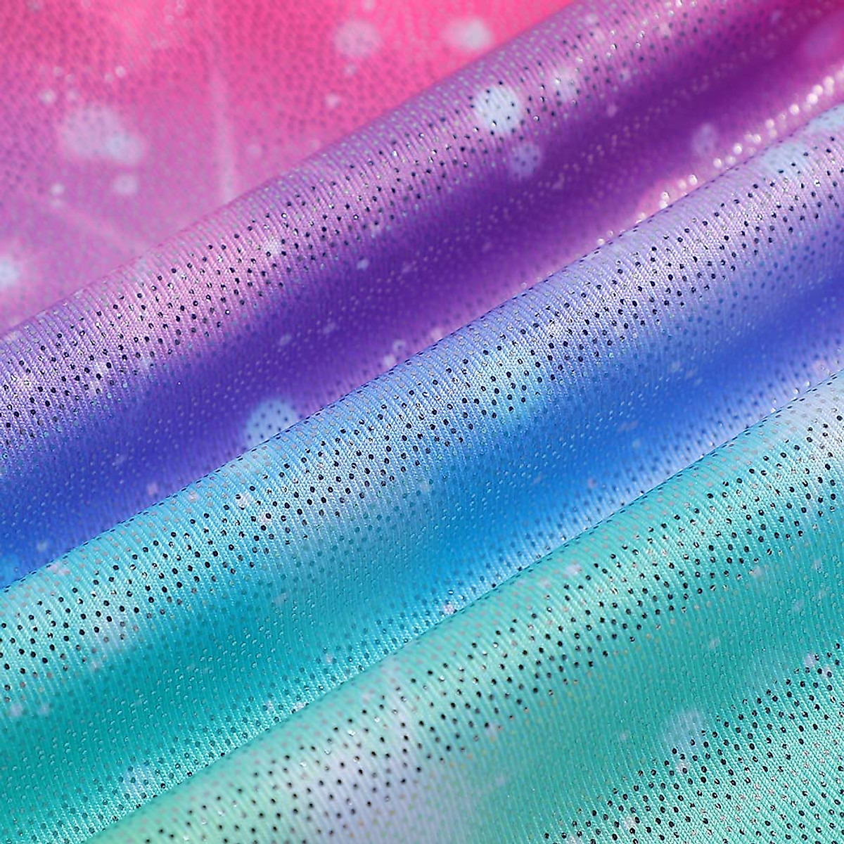 Leotards for Girls Gymnastics Ballet Dance Outfit Toddler Kid Athletic Dance Wear Shiny Rainbow Stars Biketard (Rainbow Sparkle, 4-5T)