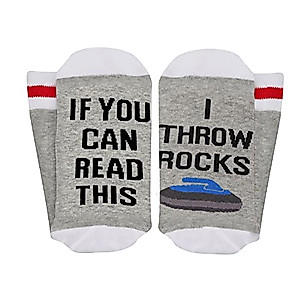 TSOTMO Curling Socks Ice Curling Gift for Rock Curlers I Throw Rocks Socks Curling Coach Player Gift Curling Sports Gift For Curling Fans (THROW ROCKS)