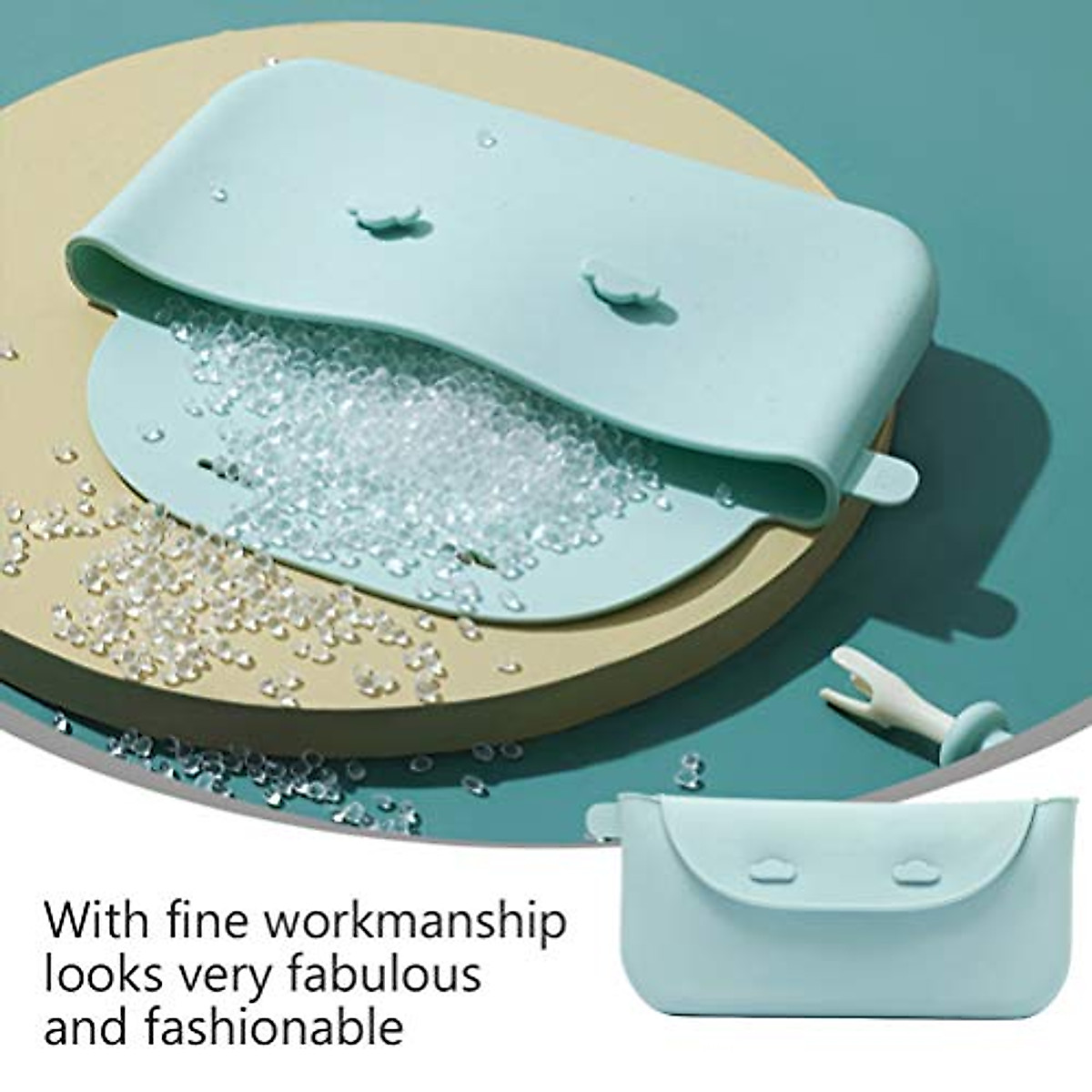 NUOBESTY Portable Tableware Box Cutlery Holder Bags Silicone Waterproof Storage Case for Baby Spoons Flatware Home Travel Bag (Blue)