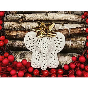 Lilys Lights Handmade LED Ceramic Elephant Plug in Night Light for Kids (White Elephant)