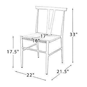 Wycian Patio Dining Chairs, Dining Set Boho 2PCS Solid Wood MDF Rattan Natural Seat Height 17.5" Living Room Bedroom Dining Rooms Garden