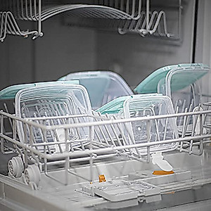 Plastic Food Storage Containers w/attached Lids. Multi sizes Containers. Microwave/Freezer & Dishwasher Safe - Steam Release Valve. BPA/Free (16, Light Blue)