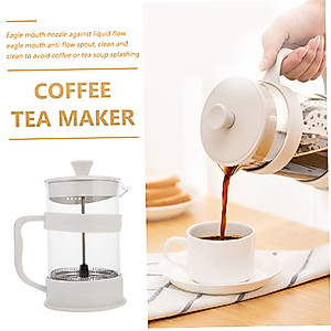 NAMOARLY Coffee Pot Tea Kettle Coffee Tea Maker Pot Office Coffee Maker Espresso Teakettle Coffee Filter Press Travel Coffee Press Cold Brew Coffee Maker with Warmer White Plastic