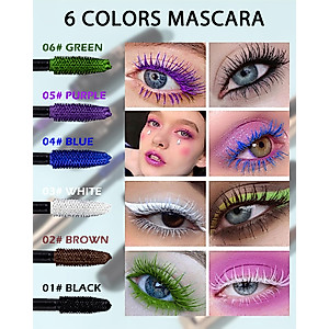 Brown Waterproof Mascara for Eyelashes,5D Silk Fiber Liquid Lash Extensions Colored Tubing Mascara with Eyelash Brush,Long Lasting Smudge-Proof Volume and Length,Christmas Party Makeup Gift for Women