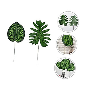 Abaodam 2Pcs Simulated Leaves Tropical Palm Leaves Fake Palm Tree Leaves House Plants Artificial Green Plants Faux Plants Greenery Decor Simulation Leaf Tropical Plant Leaves Photo Props