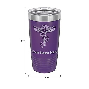 LaserGram 20oz Vacuum Insulated Tumbler Mug, Chiropractic Symbol, Personalized Engraving Included (Dark Purple)