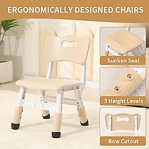 Hulaibit Toddler Table and Chairs, Kids Table and 4 Chairs Set with Graffiti Desktop, Height-Adjustable Kids Study Table for Boys and Girls Aged 3-8, Max 300lbs