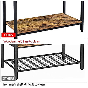 Yaheetech Kitchen Bakers Rack, Coffee Bar Station Microwave Stand with 10 Hooks and Adjustable Feet, Freestanding Utility Storage Shelf for Kitchen, Dinning Room, Living Room, Rustic Brown