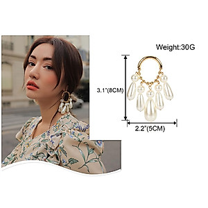 Sither Pearls Earrings for Women Dangle Pearls Earrings Studs Gold Pendant Chandelier Earrings Statement Boho Drop Earrings Jewelry for Gift for Her on Wedding Party