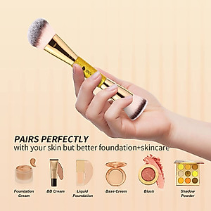 DUcare Foundation Brush Contour Bronzer Makeup Brush Double Ended Self Tanner Brush Sculpting Brush for Blending Liquid Powder Concealer Cream Cosmetics Blush Buffe
