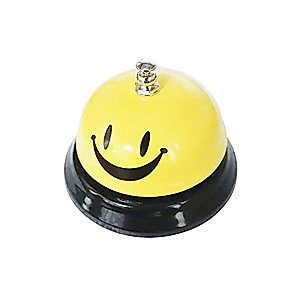 1 Pack Call Bell, Desk Service Bell, 3.35 Inch Diameter Metal Bell for Hotels, Schools, Pet Dog Training(Yellow, Smile)