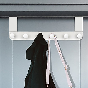 Bedroom Back of Door Hooks for Hanging Clothes Hat Bags Keys Heavy Duty Bathroom Over The Door Bath Robe Hanger Behind Door Towel Holder Low Profile No Drill Sturdy Metal Stylish Matte White