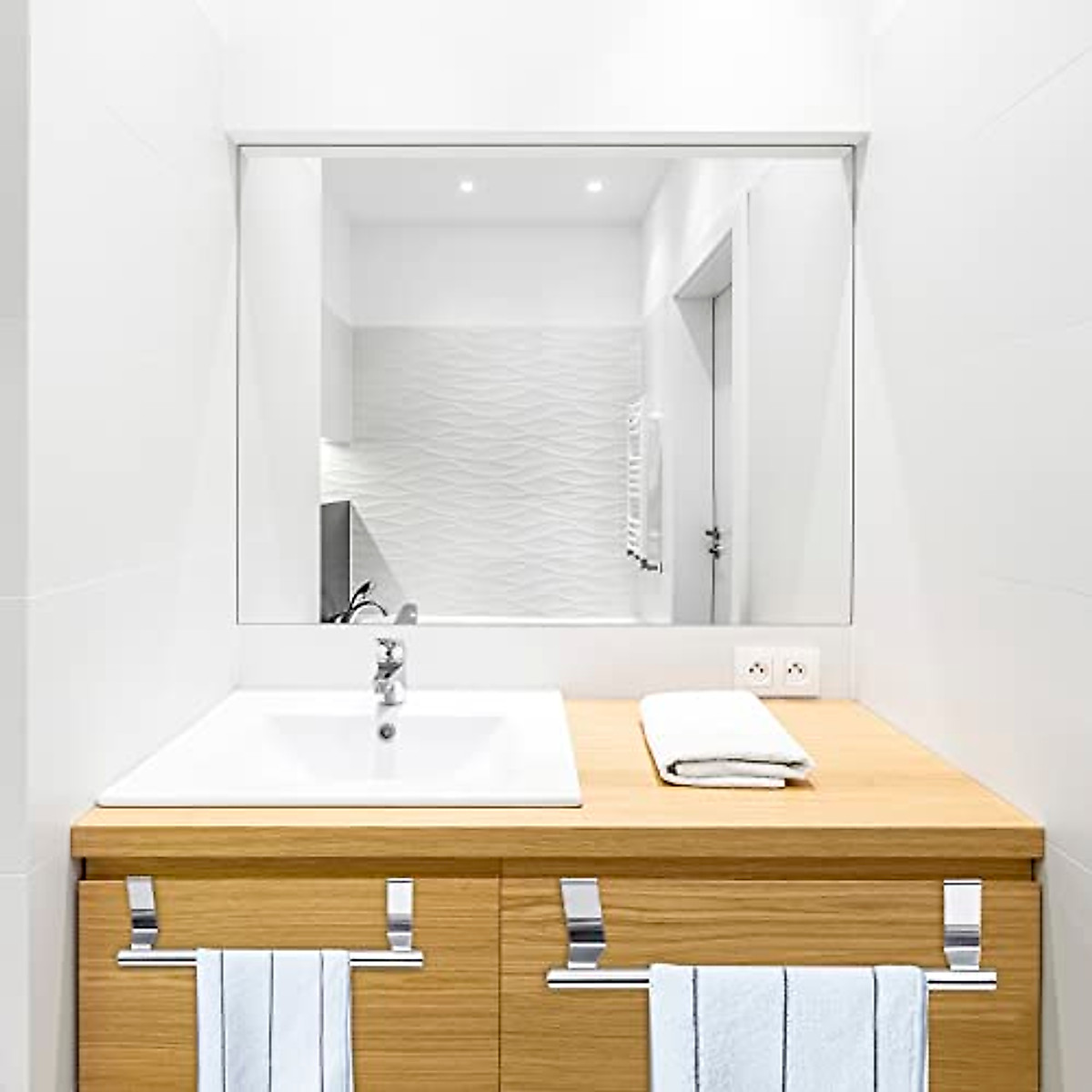 Cabinet Door Towel Bar, Dish Towel Rack for Cabinet, Stainless Steel Kitchen Towel Holder, Over The Door Hand Towel Hanger for Kitchen Bathroom Cupboard, 2 Pack (1*Small+ 1*Large)