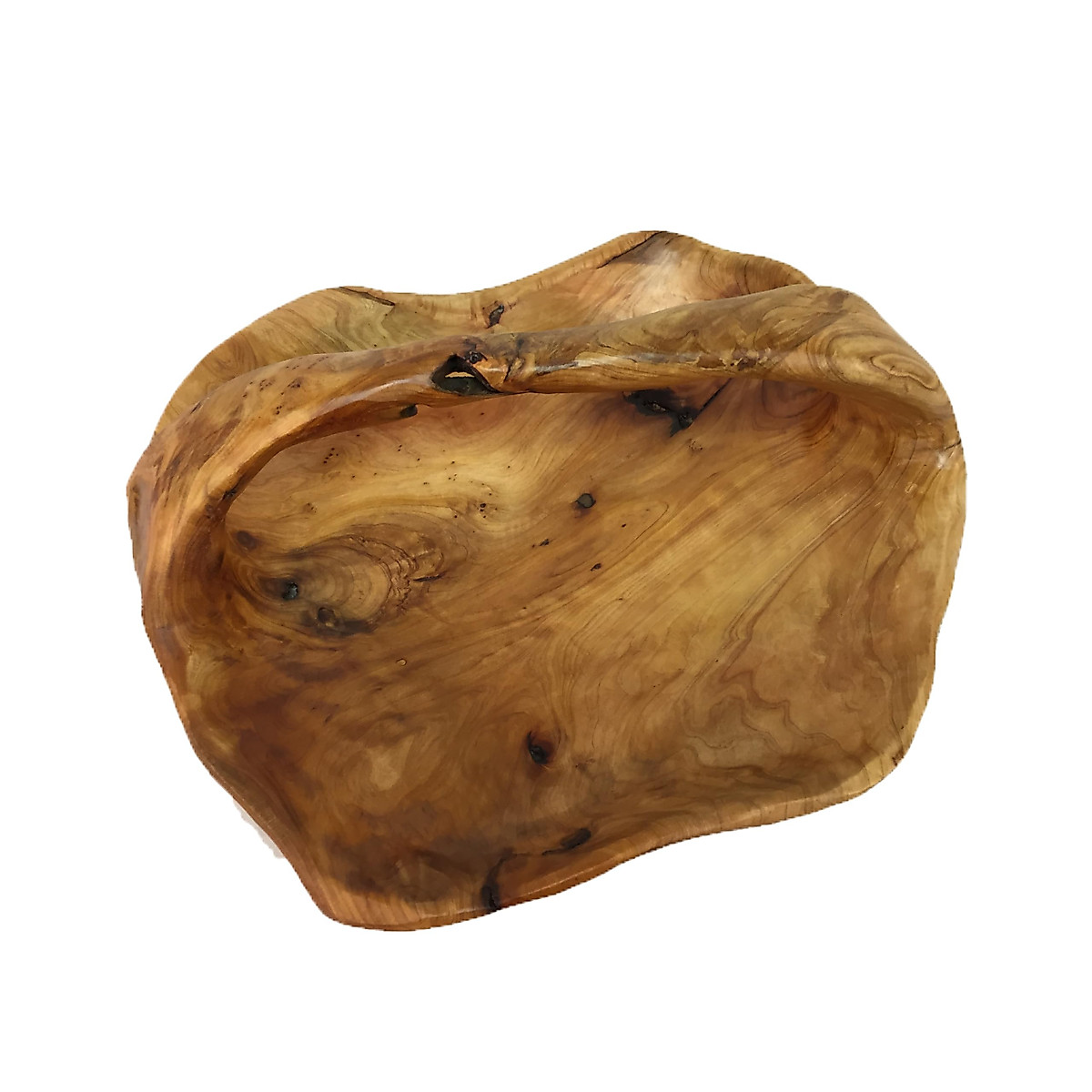 Live Edge Wood Basket with Handle (Large 14-15")