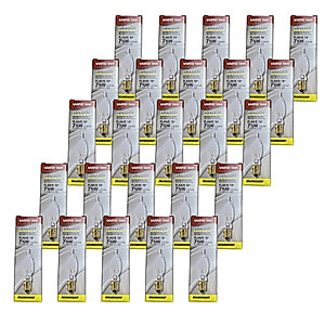 Satco S3241, 7 1/2W CAND Turn TIP CLR, 7.5 Watt CA5 Incandescent; Clear; 1500 Average Rated Hours; 40 Lumens; Candelabra Decorative Light Base; 120 Volt (25 Light Bulbs)