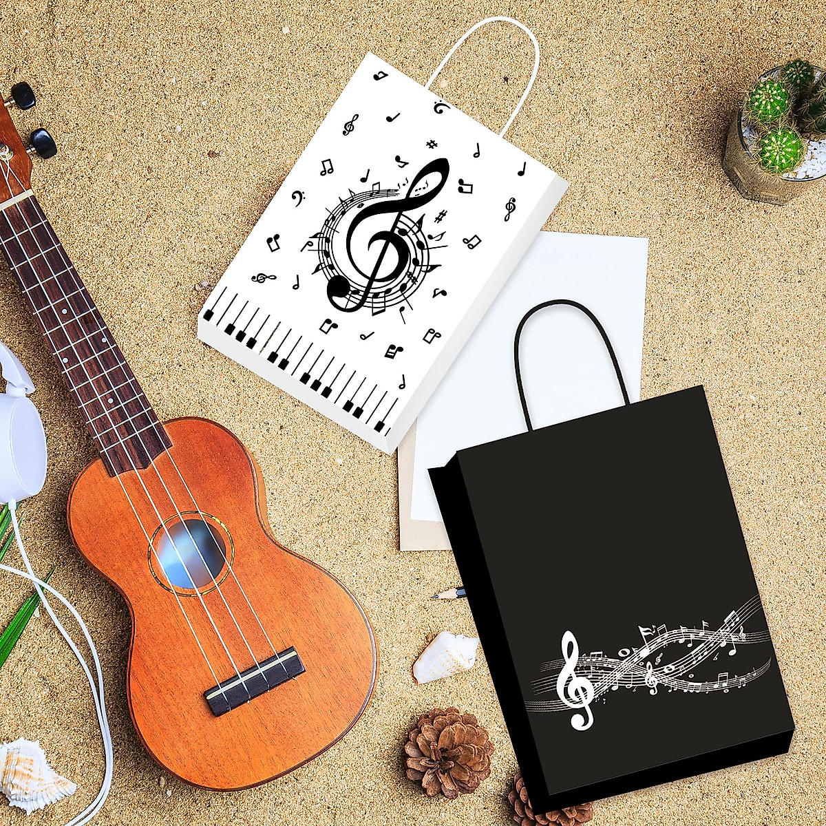 24 Pcs Music Notes Gift Bags Musical Note Paper Gift Treat Bags for Social Media Music Theme Birthday Party Baby Shower Music Theme Party Supplies