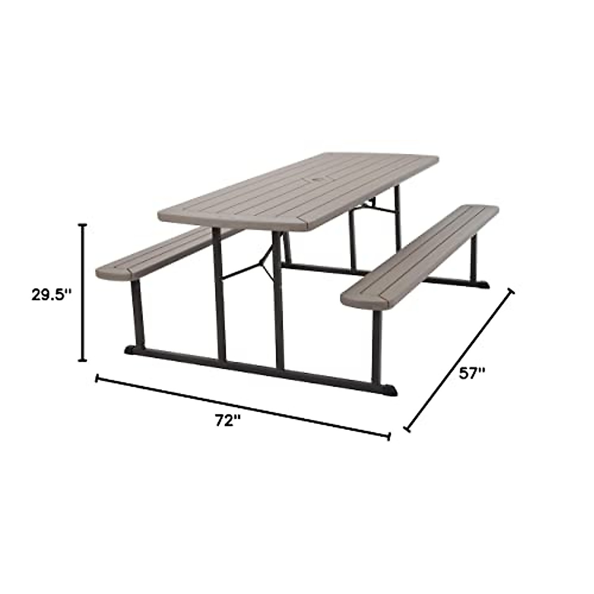 COSCO Outdoor Living 6 ft. Folding Picnic Table, Taupe Wood Grain with Brown Legs