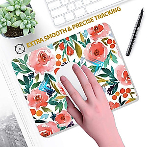Hokafenle Square Mouse Pad, Smooth Premium-Textured Mouse Mat Thick, Computer Mousepad for Wireless Mouse, Non-Slip Base(9.5 x 7.9 Inch, Watercolor Rose Floral)
