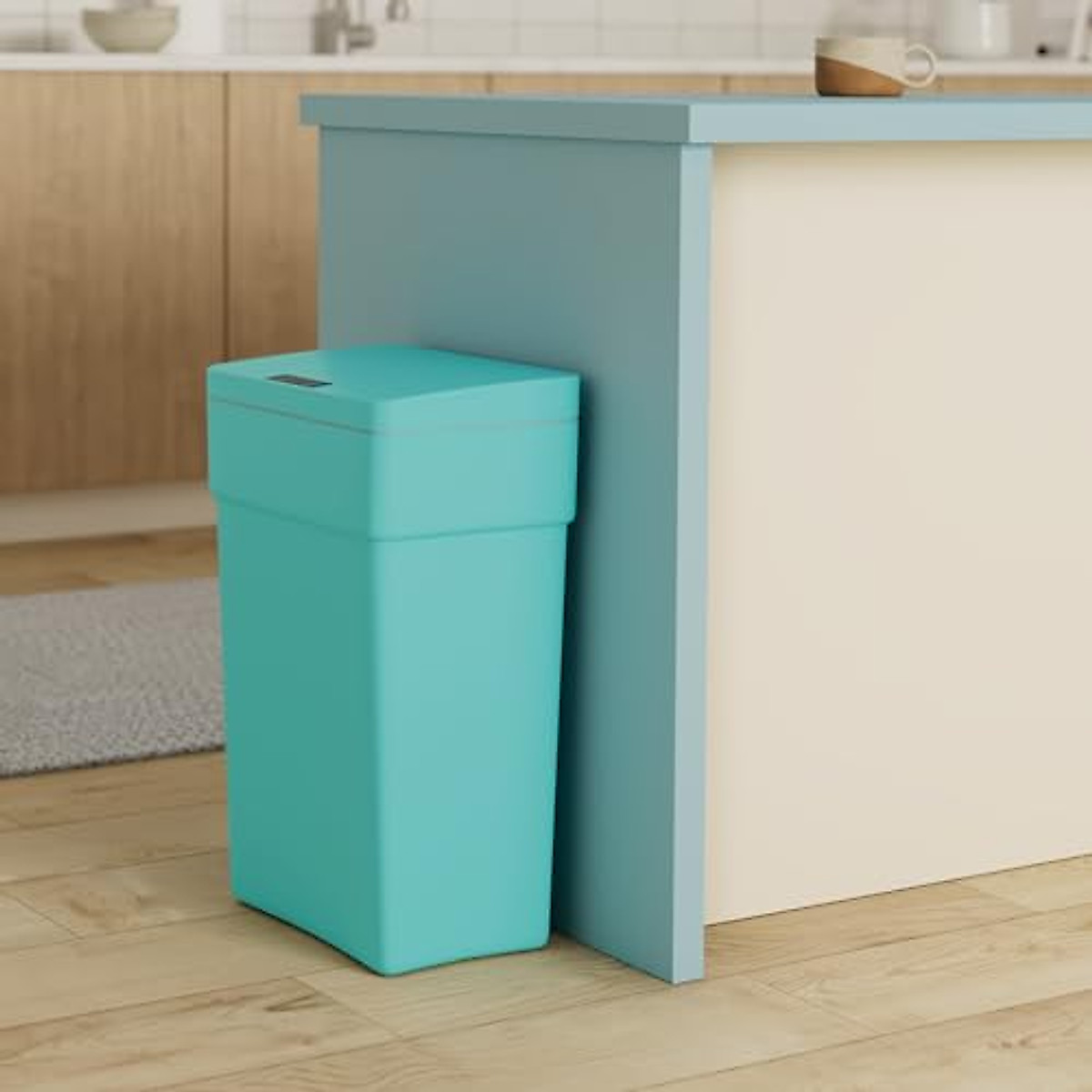 13 Gallon Trash Can Plastic Kitchen Trash Can Automatic Touch Free High-Capacity Garbage Can with Lid for Bedroom Bathroom Home Office 50 Liter Blue