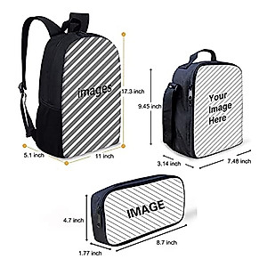 Baxinh Teen Boys Girls Backpack Set School Bag Bookbag with Lunch Box Pen Case 3 Pcs, Football Blue Red Splatter