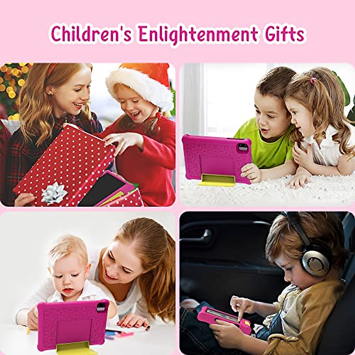 ApoloSign Kids Tablet, 7-inch Android 13 Tablet for Kids, 2GB RAM+32GB ROM with WiFi, Bluetooth, Parental Control APP, Educational Games, Dual Cameras, Shockproof Case(Pink)