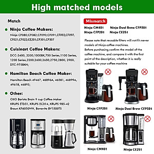 YEOSEN Reusable 4 Cone Coffee Filter - 4 6 8 10 Cup Permanent Basket Coffee Filters Fit for Cuisinart, Ninja, Hamilton Beach Coffee Maker