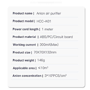 HCCMALL HCC-K01 Mini HEPA USB-C Powered Air Purifier. Ultra Portable (70X70X132mm), Ultra Quiet. Perfect for Travel, In-Car and Desktop