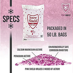 Pink Snow Shield Ice Melt (50 LBS) - A Pet Safe Ice Melt That is Effective Below Zero Degrees and is Safe for Our Children, Our Pets and Our Earth