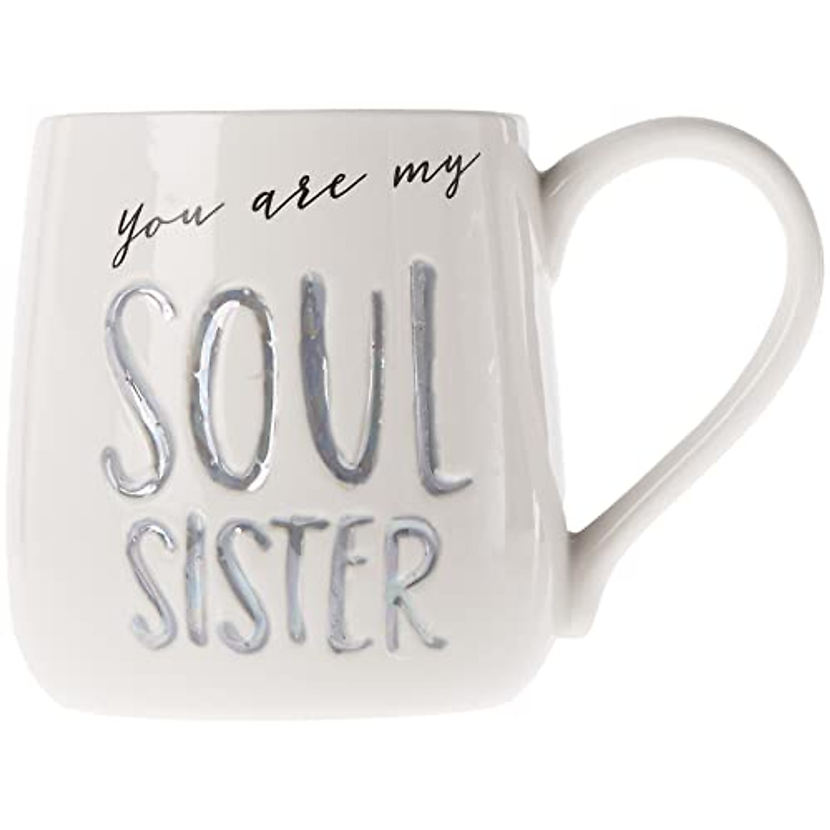 Enesco Our Name is Mud “Soul Sister” Stoneware Engraved Coffee Mug, 1 Count (Pack of 1), Gray
