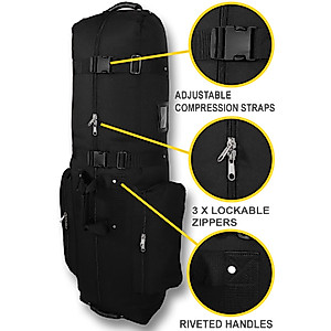 CaddyDaddy CDX-10 Padded Golf Travel Bag Cover with Large Pockets - Heavy Duty, Wheeled Golf Bag Travel Cover, Lightweight