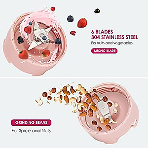 Smoothie Bullet Blender with 6 Sharp Blades, Personal Mini Blender for Shakes and Smoothies with 3 Adjustable Speeds, Blender for Kitchen with blending and grinding, BPA-free 3 Travel Cup & 27oz Mason Cup