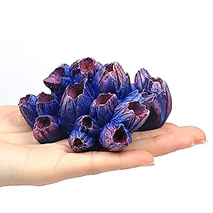Danmu 1Pc of Polyresin Coral Ornaments, Aquarium Coral Decor for Fish Tank Aquarium Decoration 3 7/10" x 2 9/10" x 1 9/10" (Purple)