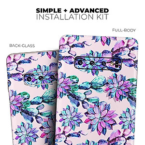 DesignSkinz Watercolor Cactus Succulent Bloom V16 Protective Vinyl Decal Wrap Skin Cover Compatible with The Samsung Galaxy S20 (Screen Trim & Back Glass Skin)