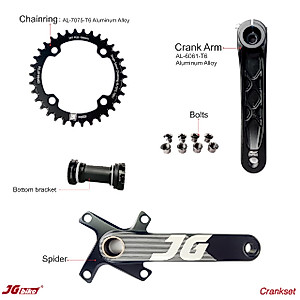 JGbike Crank Arm Set Mountain Bike Crankset Arm Set 170mm 104 BCD with 68 73 Bottom Bracket Kit and Chainring Bolts for MTB BMX Road Bicyle,Compatible with Shimano,SRAM,FSA, Gaint