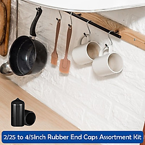 Tnisesm 158Pcs Rubber End Caps Black Round Vinyl End Caps Bolt Screw Covers Caps Rubber Thread Protector Caps Cover in 2/25" to 4/5"