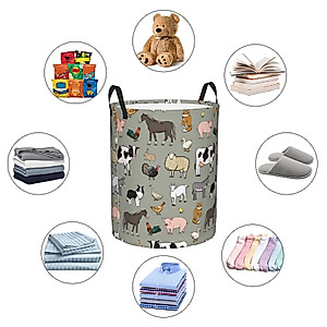 oacyit Laundry Basket Farm Animals Laundry Hamper Waterproof Idea Hampers for Laundry,Large Collapsible Laundry Baskets with Handle Suitable for Bedroom Bathroom Utility Room Kitchen, Medium