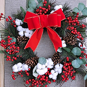 Winlyn 50 Yards Christmas Red Velvet Gold Edge Wired Ribbon 2-1/2" Wide Large Xmas Ribbon Trim Gift Wrapping Bow Craft for Christmas Indoor Outdoor Tree Wreath Bows Clothing Party Gift Embellishment