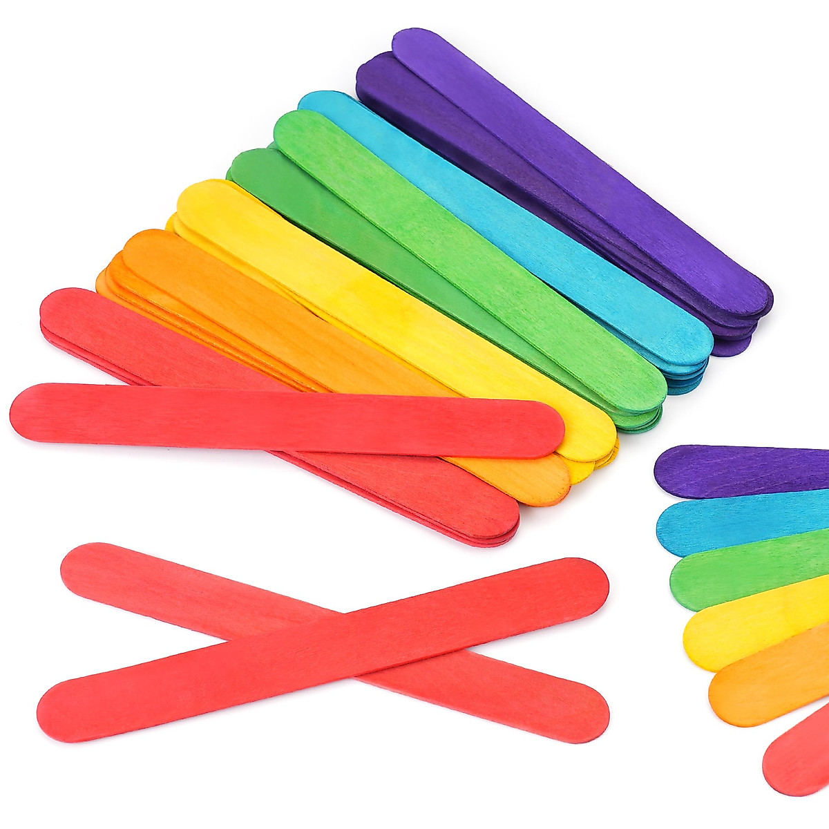 60 Pieces Jumbo Colored Popsicle Sticks, 8 Inch Natural Colored Wooden Craft Sticks, Multi-Purpose Rainbow Ice Cream Sticks for DIY Classroom Crafts, Home Art Projects and Plant Labels