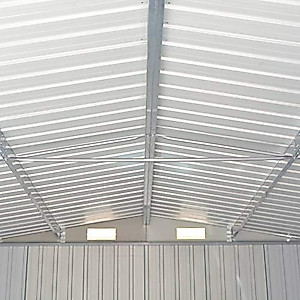 Tidyard Garden Shed with Double Sliding Doors Galvanized Steel Tool Shed Metal Pool Supplies Organizer for Patio, Backyard, Lawn, Outdoor Furniture 101.2 x 154.3 x 71.3 Inches (W x D x H)