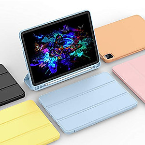 ZryXal New iPad Pro 12.9 Case 2022/2021 (6th/5th Generation) with Pencil Holder, Premium Protective Case Cover with Soft TPU Back and Auto Sleep/Wake Feature for 2022 iPad Pro 12.9 (Sky Blue)