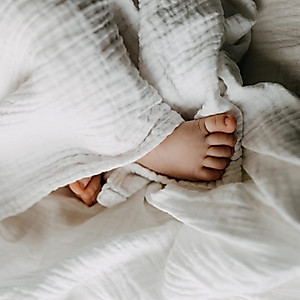 MUKIN Baby Bath Towels, Super Soft Cotton Receiving Blanket for Baby's Delicate Skin,2Pack Swaddle Blanket for Newborns Toddlers Boy Girl,Baby Registry as Shower (White+White)