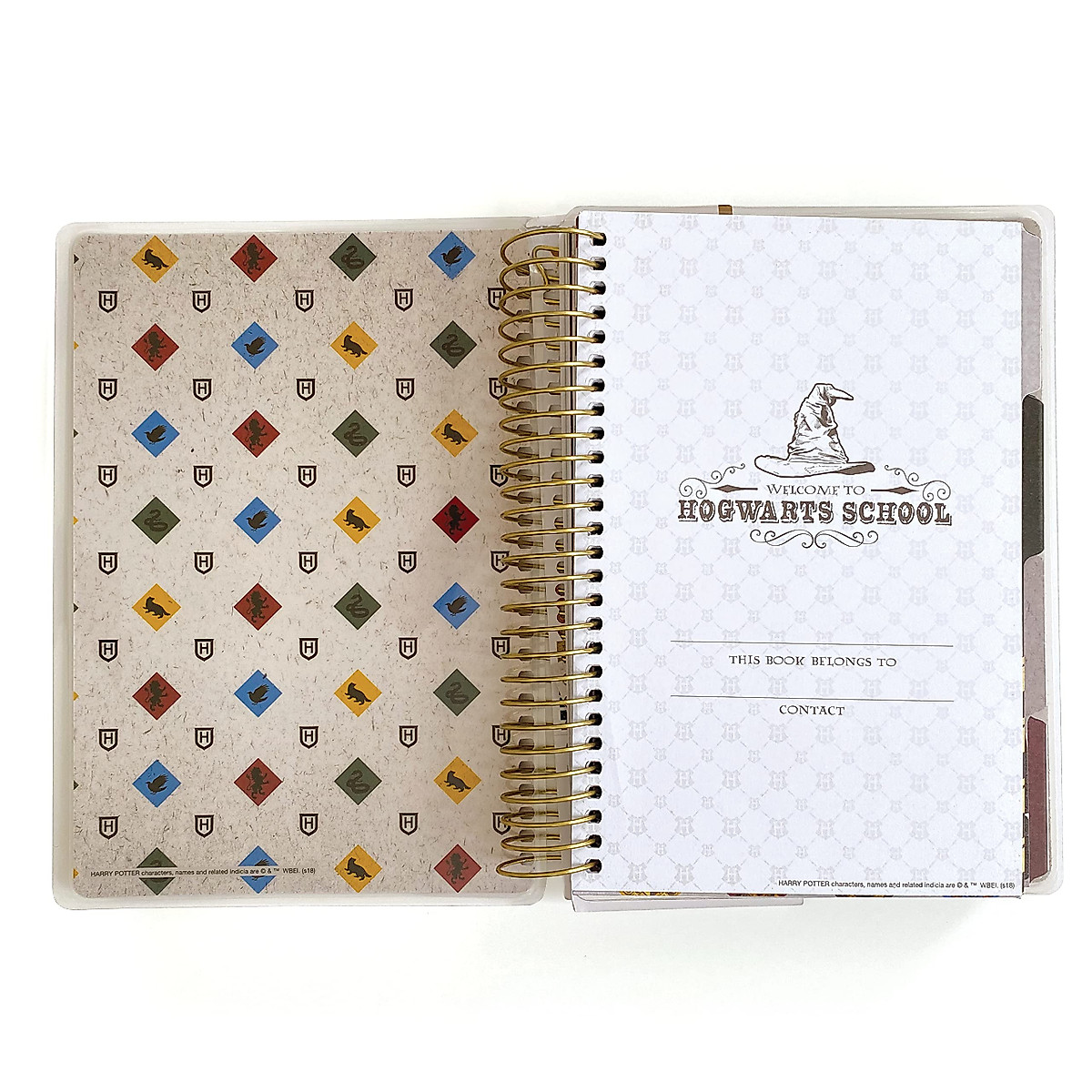 Paper House Productions Harry Potter 12 Month Undated 7.5" Planner with Month and Event Flag Stickers - Hogwarts Founders Crest