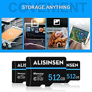 Micro SD Card 512GB Memory Card Class 10 512GB TF Card High Speed Compatible Computer Camera and Smartphone,TF Memory Card with a SD Card Adapter