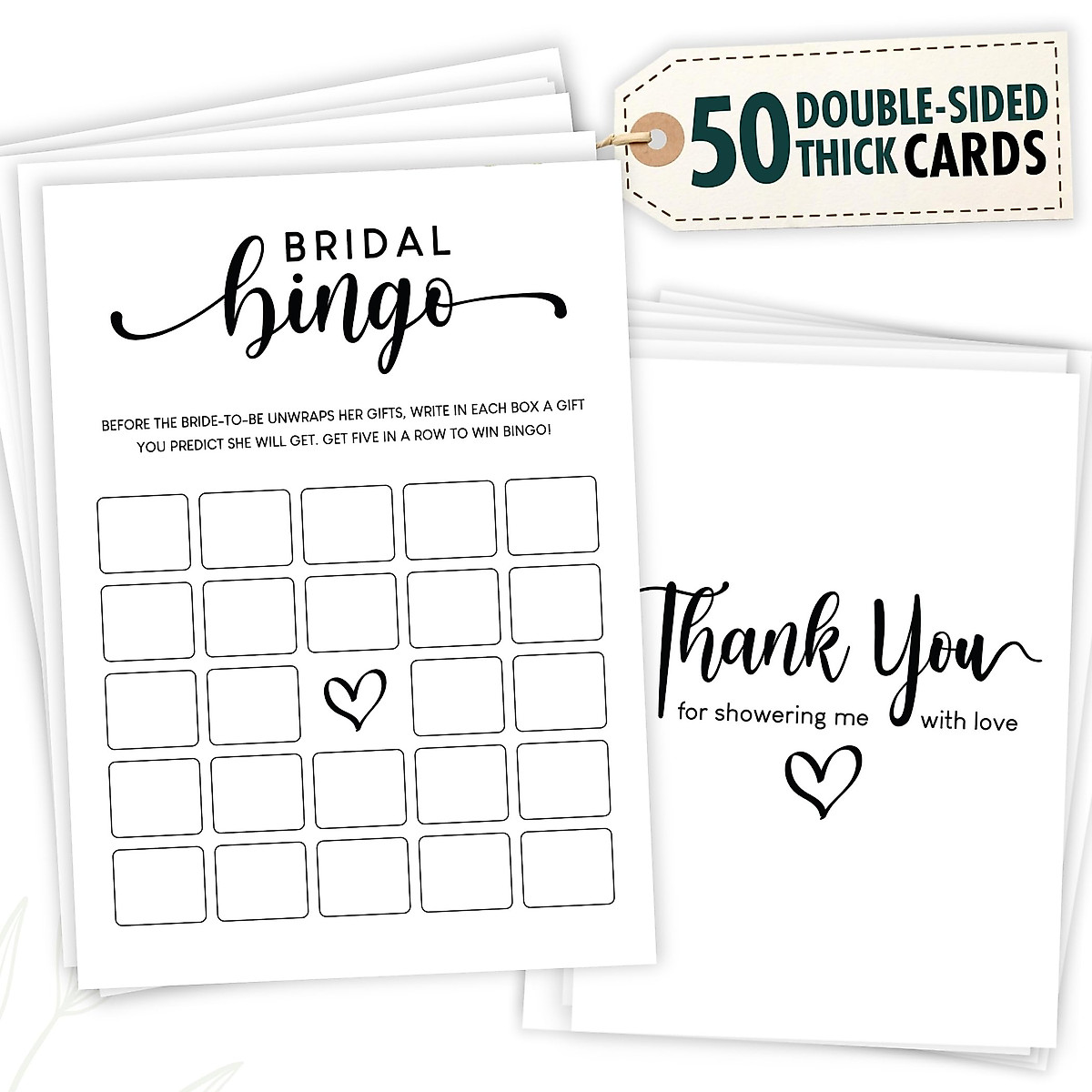 STOFINITY Bridal Shower Bingo Game - 50 Pcs Wedding Shower Game for 50 Guests, Bridal Bingo for Bridal Shower Game, Wedding Bingo Bridal Party Game for Bridal Shower Decorations