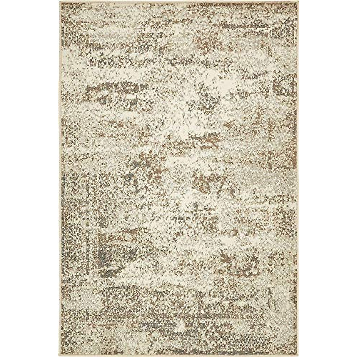 Unique Loom Tuareg Collection Distressed Abstract Traditional Vintage Area Rug, 4 ft x 6 ft, Beige/Brown